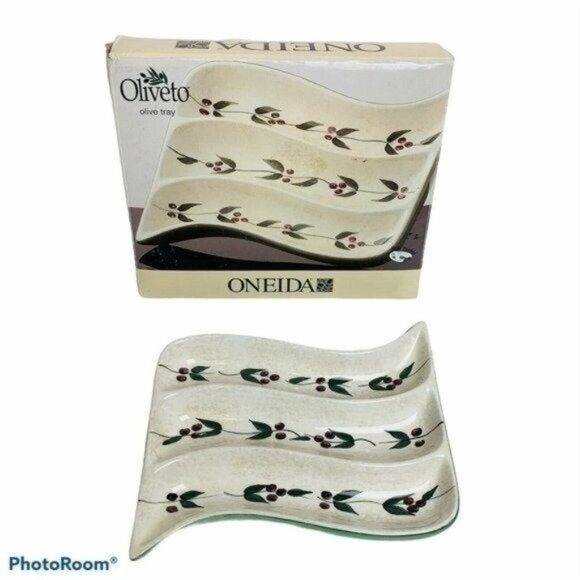 Oneida | Dining | Oneida Tray Oliveto Olive Hand Painted Three Sections ...